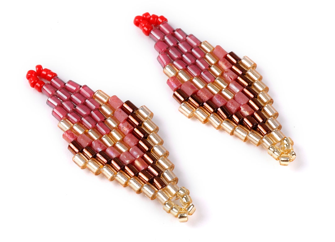 Toho Beaded Rhombus Charms - Japanese Seed Beads - Handmade Seed Beaded ...