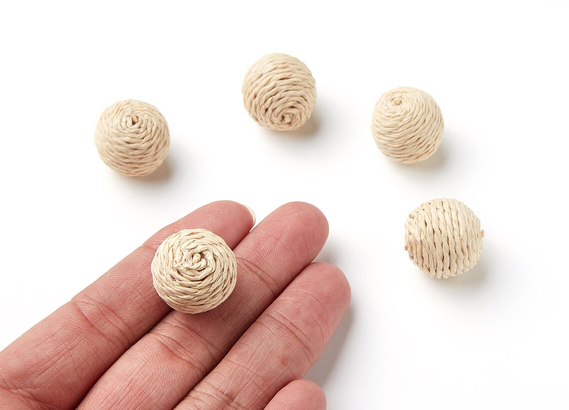 Handwoven Paper Rope Earrings Ball Shaped Paper Rope Pendant - Etsy