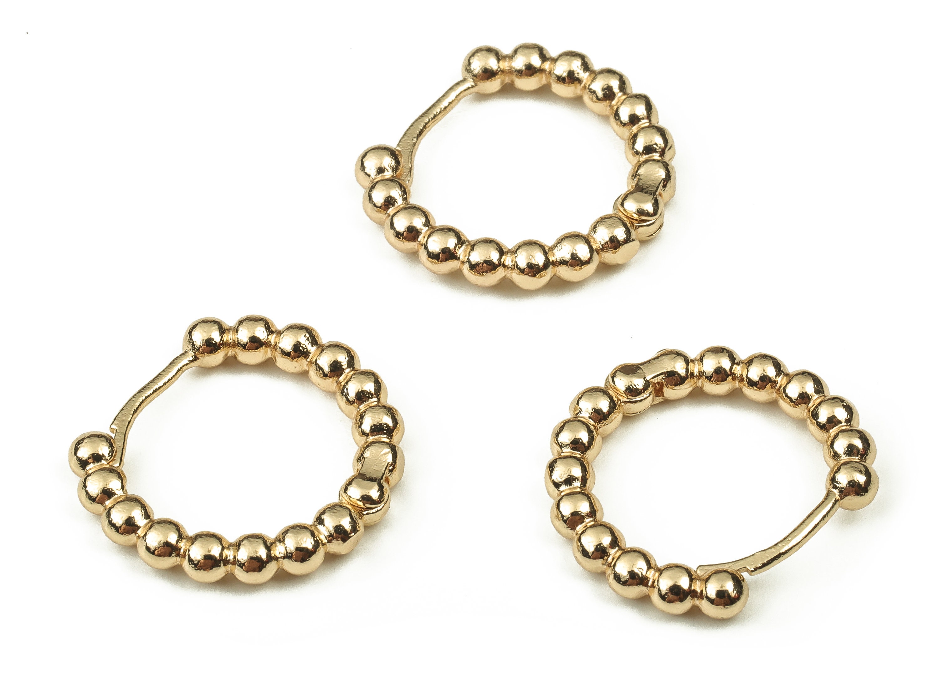 Brass Round Hoop Beaded Shape Hoop Earrings Chunky Wide - Etsy