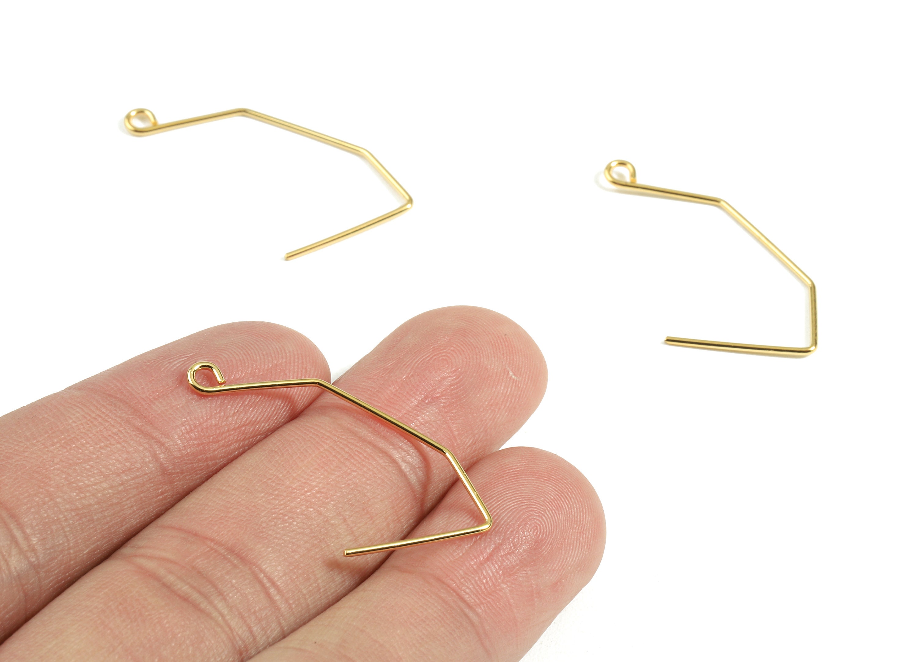 Brass Earring Wire - Brass Gold Earring Wire Charms - 18K Real Gold ...