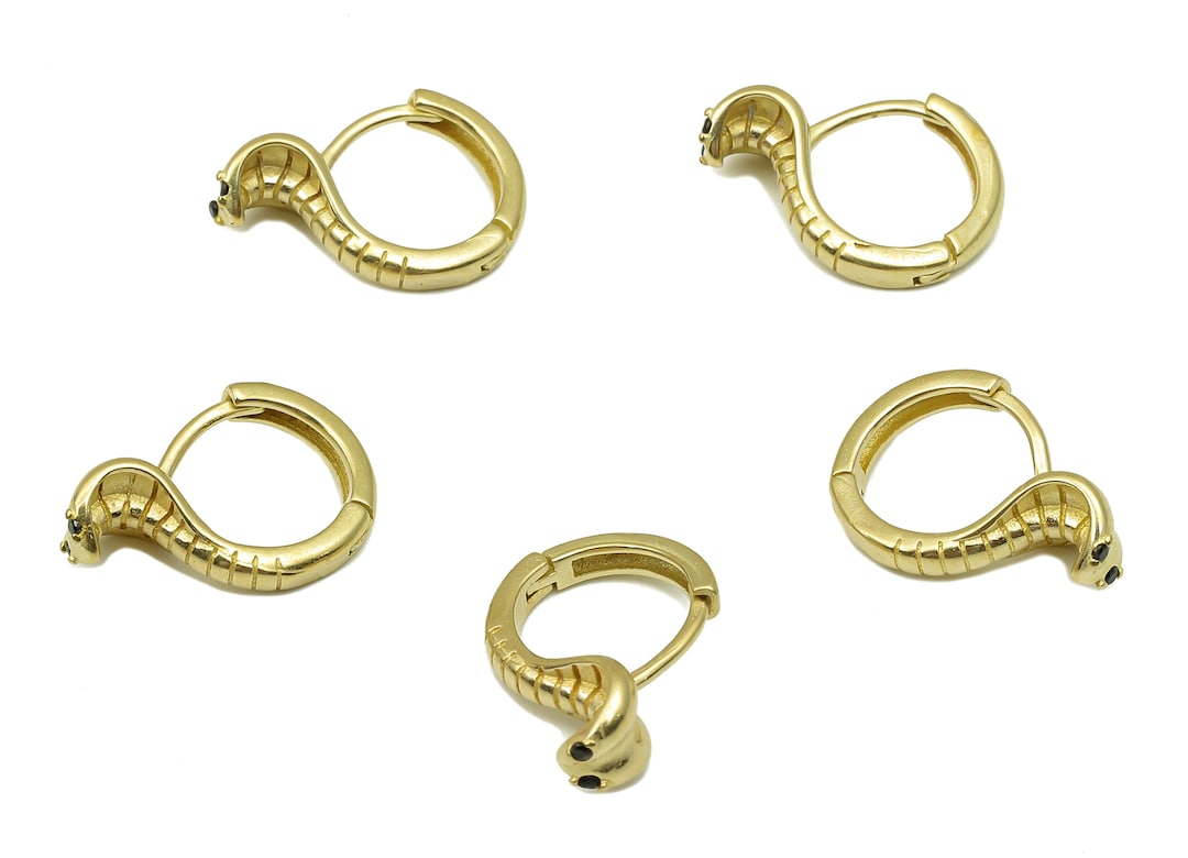 Brass Round Snake Earring Clasp - Raw Brass Cobra Hoop Clasps - Circle ...