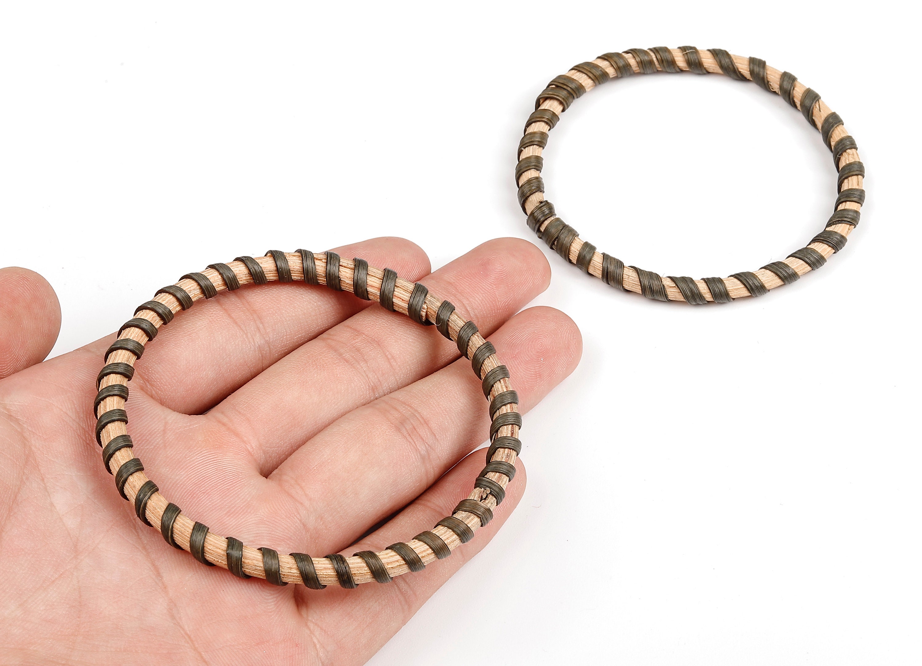 Handwoven Rattan Hoop Bracelet Rattan Hoop Bracelet Wood | Etsy