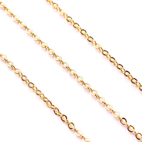 Faceted Soldered Flat Cable Chain 18k Real Gold Plated Brass - Etsy