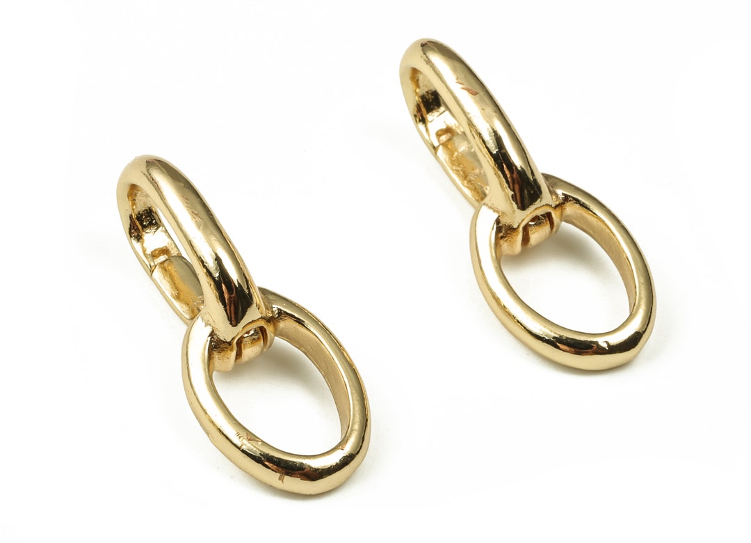 Brass Oval Clap Earring Connector - Gold Oval Clips Parrot - 18K Real ...