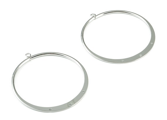 Silver Hammered Hoop Connector 18K Real White Gold Brass - Etsy