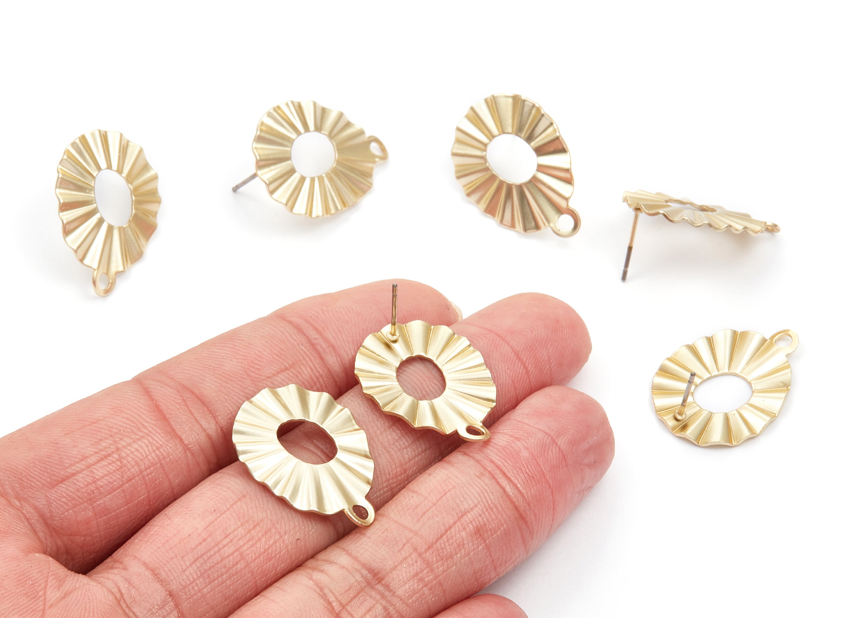 Iron Earring Stud Gold Tone Plated Oval Shaped Earring - Etsy