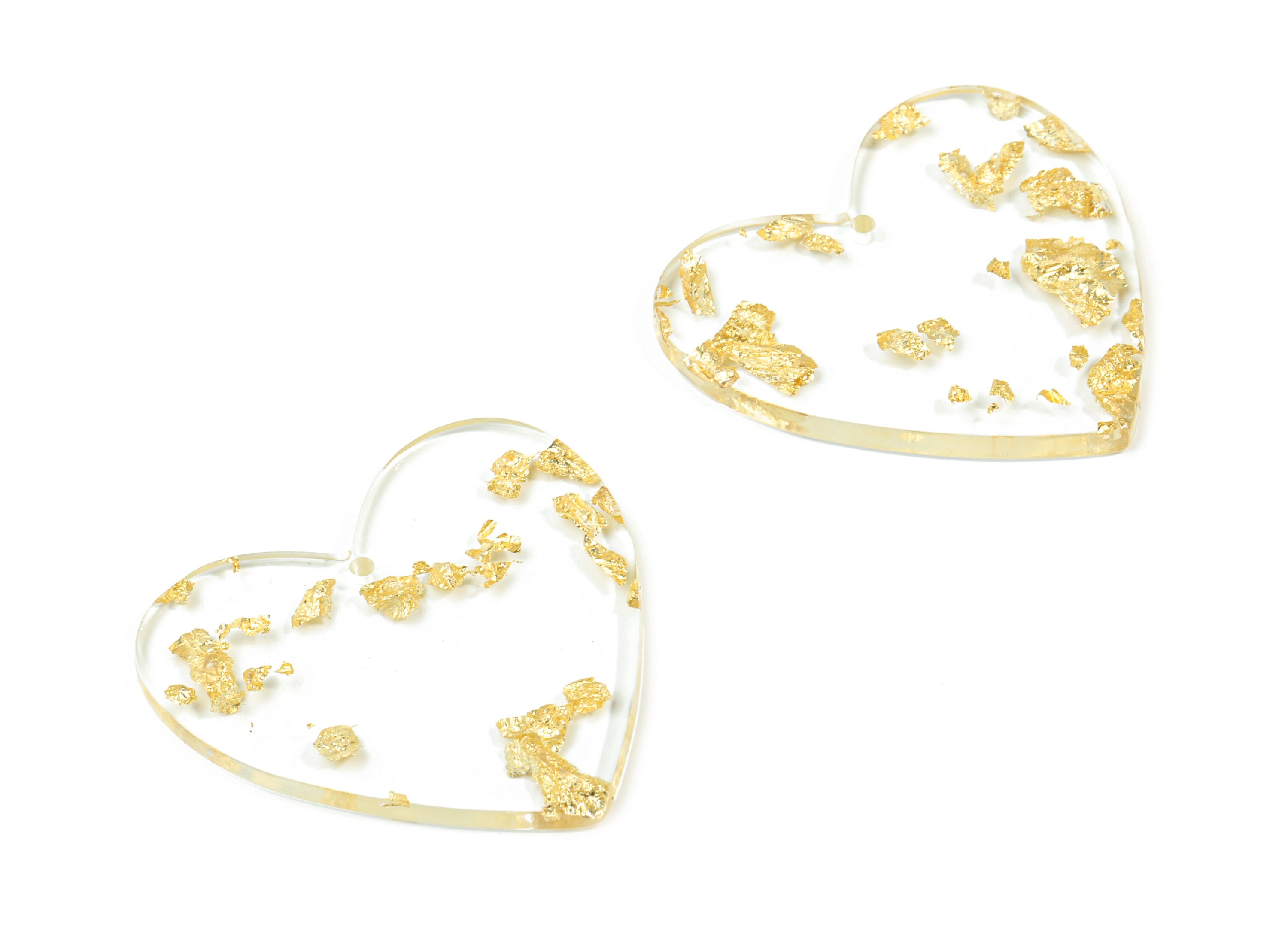 Acrylic Heart Earring Charms Heart Pendant Gold Foil and - Etsy Sweden