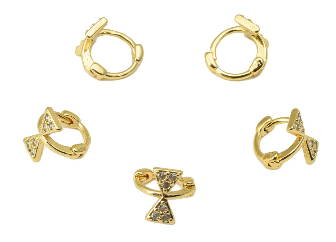 Brass Butterfly Hoop Clasp - Butterfly Bow Hoop Clasp - Ring Cubic ...