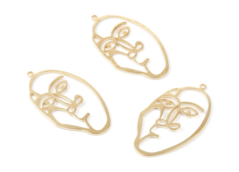 Brass Face Charms Face Shaped Raw Brass Pendant Brass - Etsy