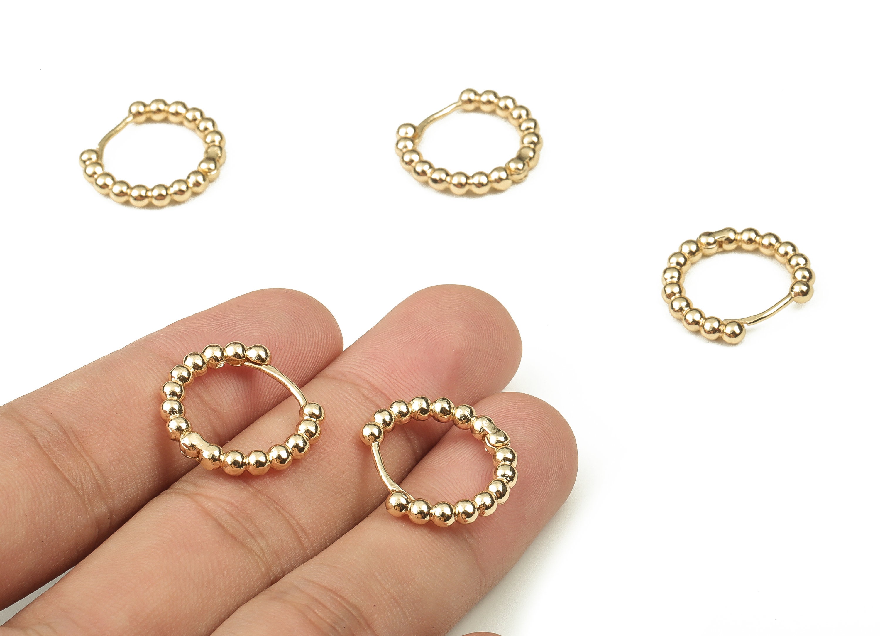 Brass Round Hoop Beaded Shape Hoop Earrings Chunky Wide - Etsy