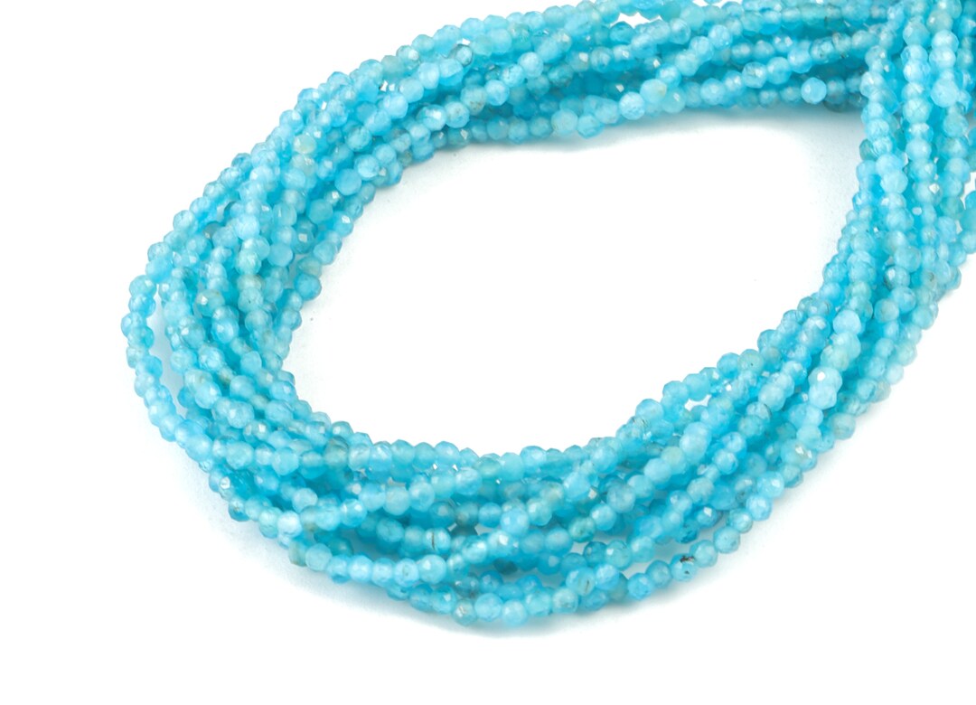 Apatite Round Beads 2mm - 15.5 Inch - Faceted Round Gemstone Beads ...