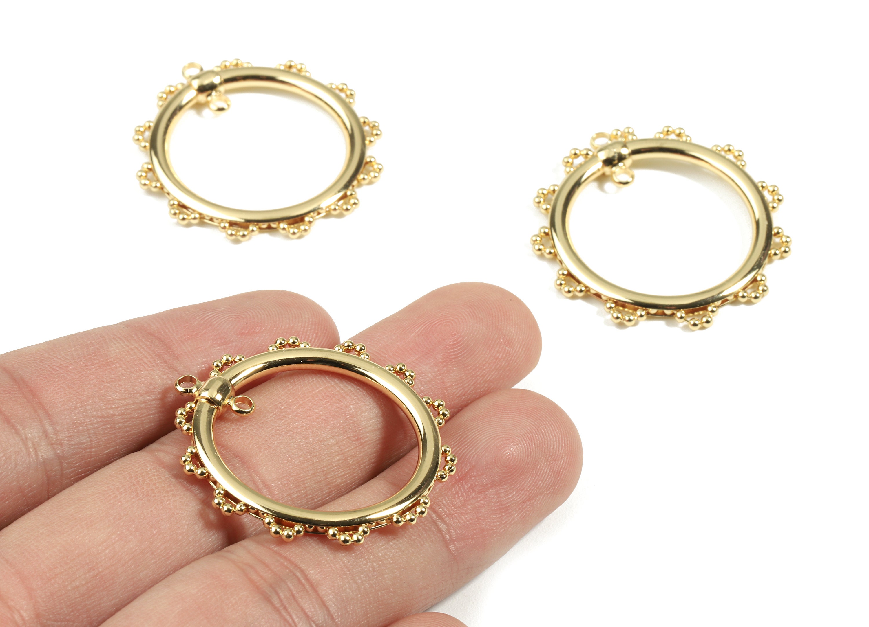 Brass Hoop Earring Connector - Gold Round Necklacet Connectors - 18K ...
