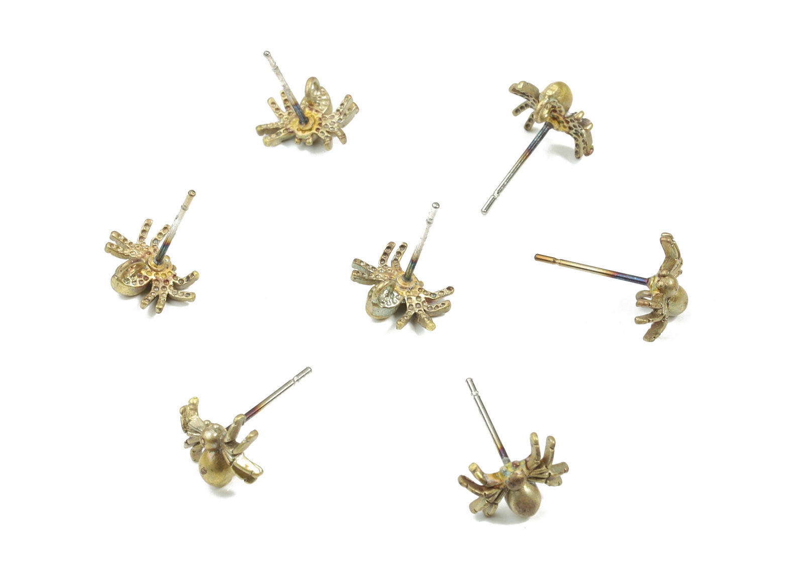 Brass Spider Earring Stud - Raw Brass Spider Earring Post - Steel Stud ...