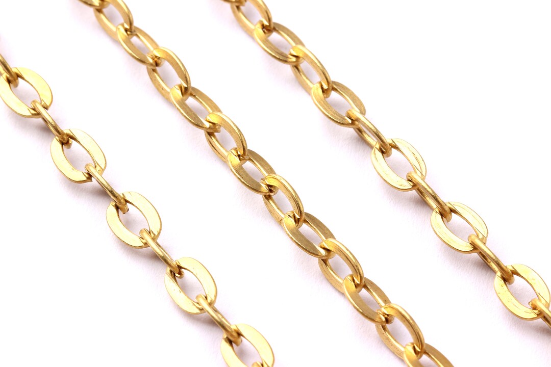 Flat Cable Chain Raw Brass Chain Unsoldered Link Faceted - Etsy