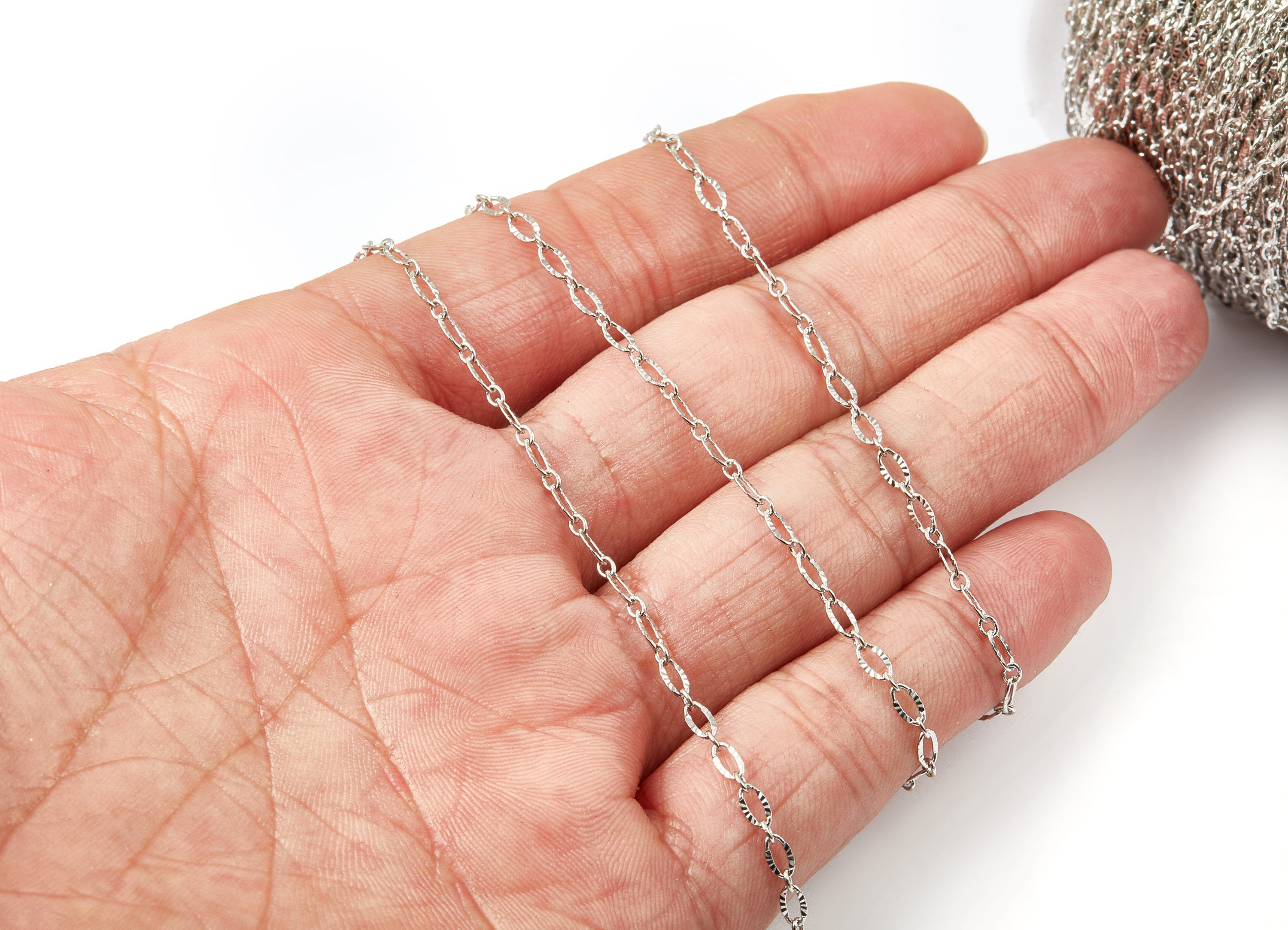 Textured Cable Chain Hammered Chain Silver Tone Plated - Etsy