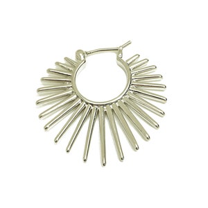 Brass Sun Hoop Earring - Brass Sunshine Hinged Lock Earring - Brass ...