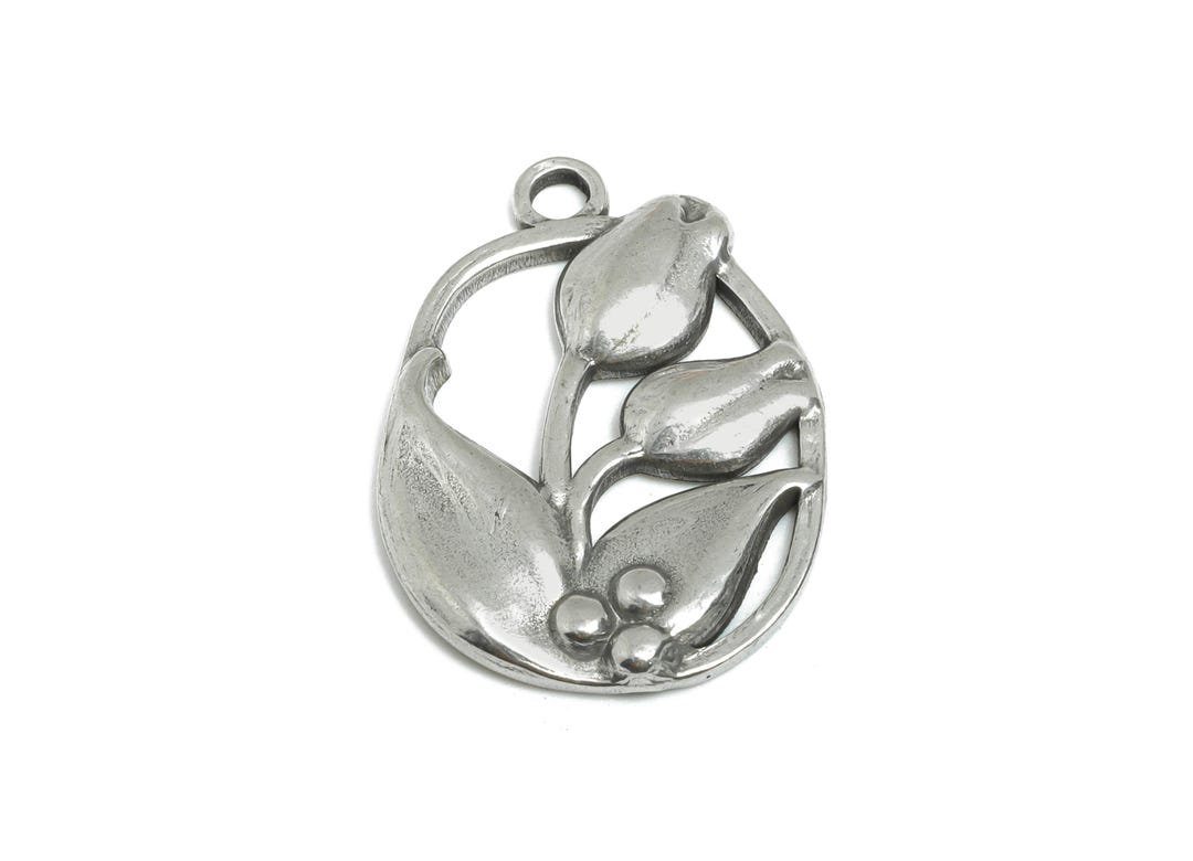 Steel Tulip Charm - Elegant Floral Necklace Pendant - Delicate ...