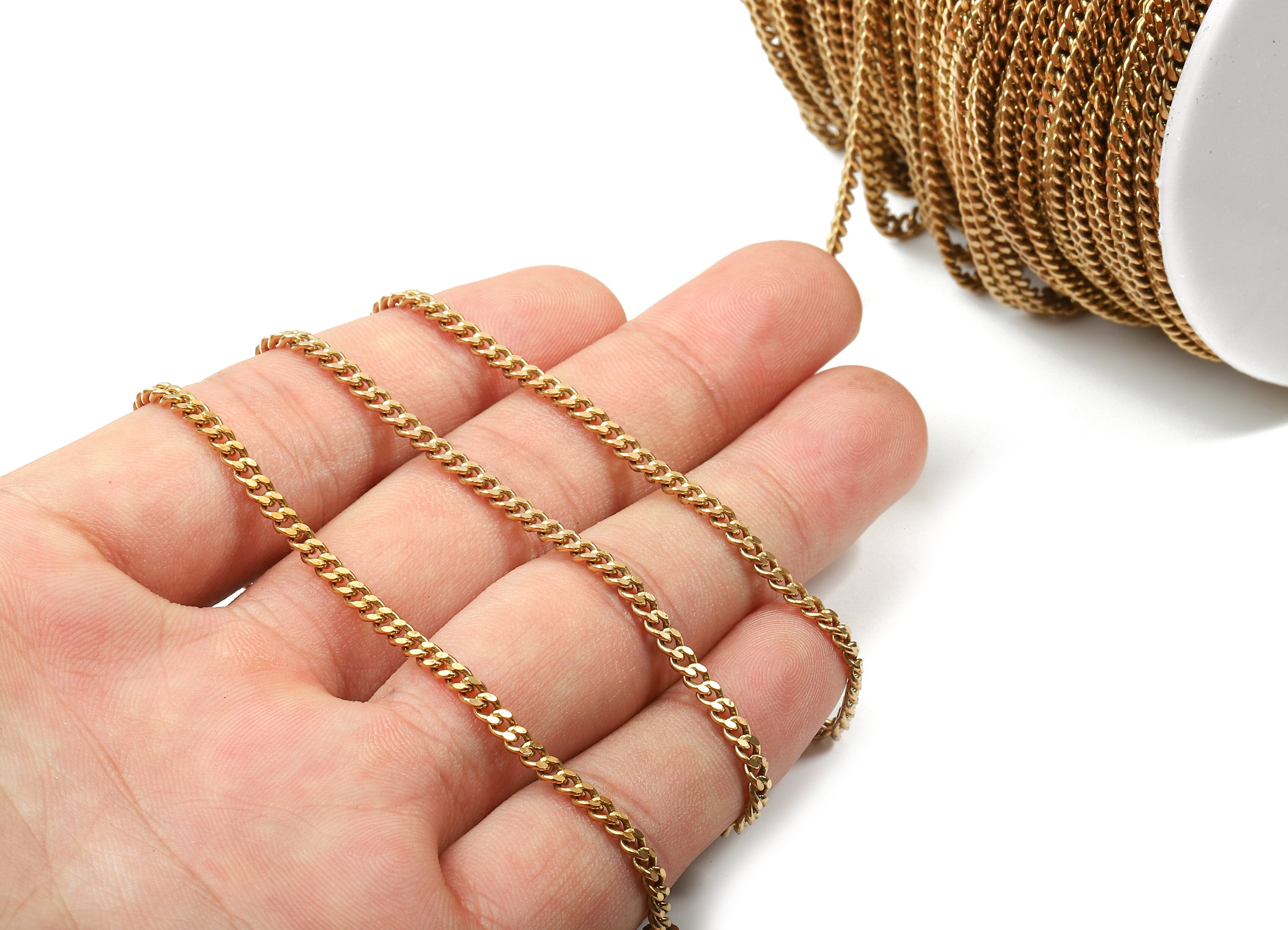 Faceted Curb Chain Raw Brass Curb Chain Soldered Chain - Etsy