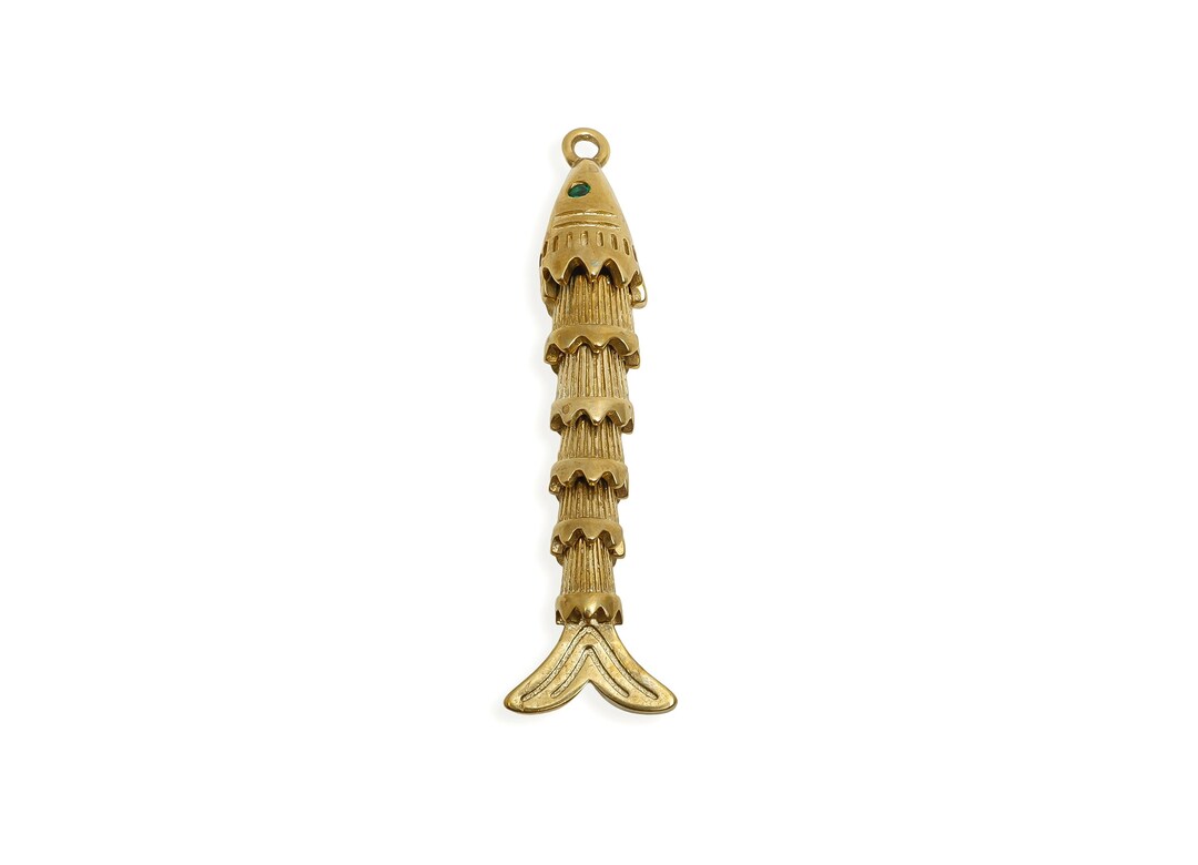 Movable 3D Articulated Fish Charm - Brass Lucky Koi Fish Pendant - Chic ...