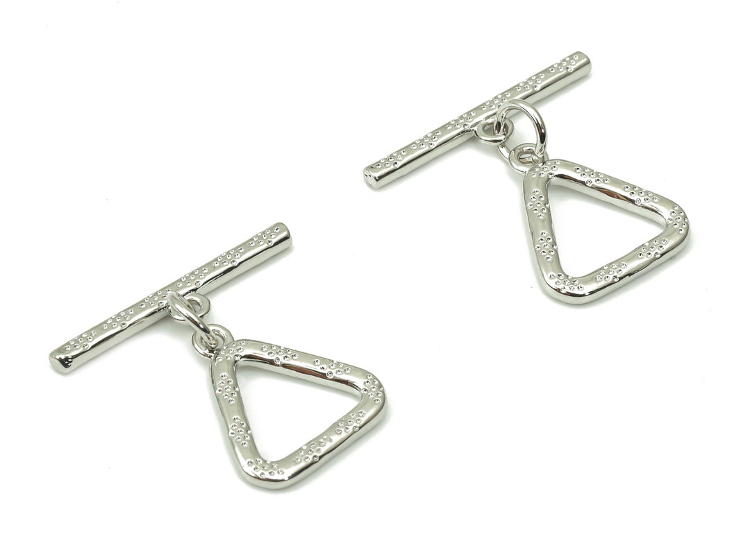 Brass Hammered Triangle Toggle Clasps White Gold Triangle - Etsy