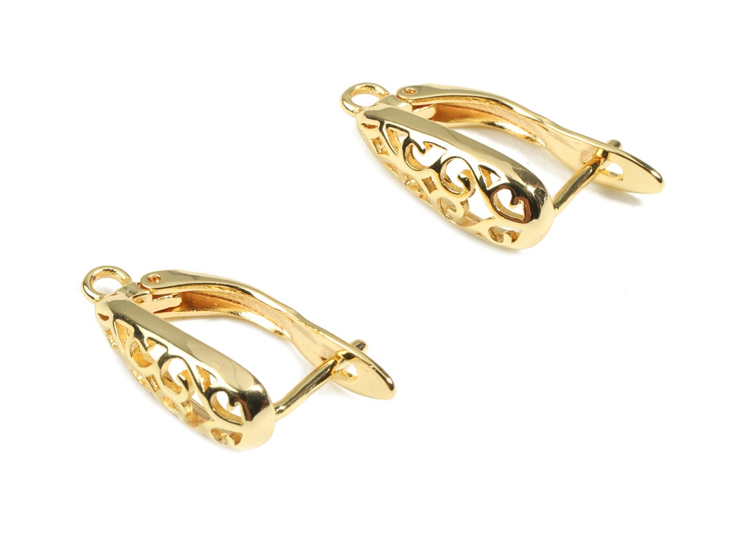 Brass Leverback Earring Clasp - Brass Plain Leverback - 18K Real Gold ...