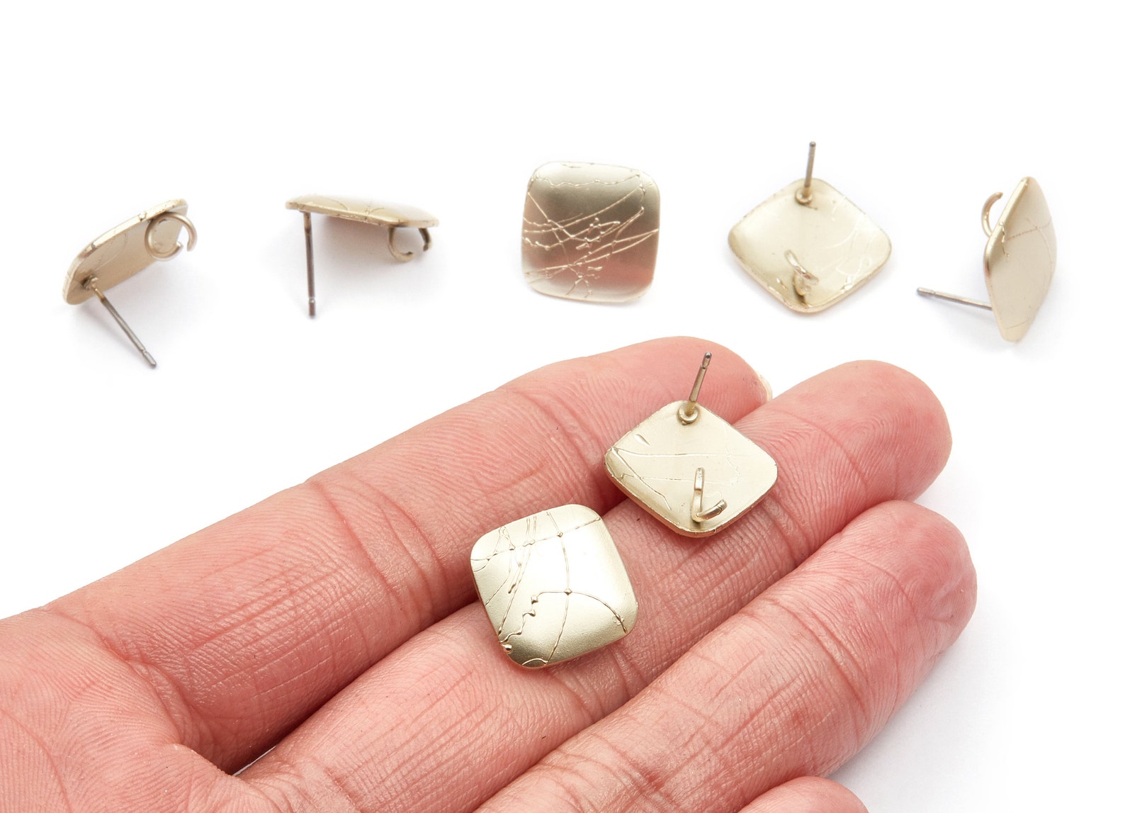 Iron Earring Stud Gold Tone Plated Square Shaped Earring - Etsy