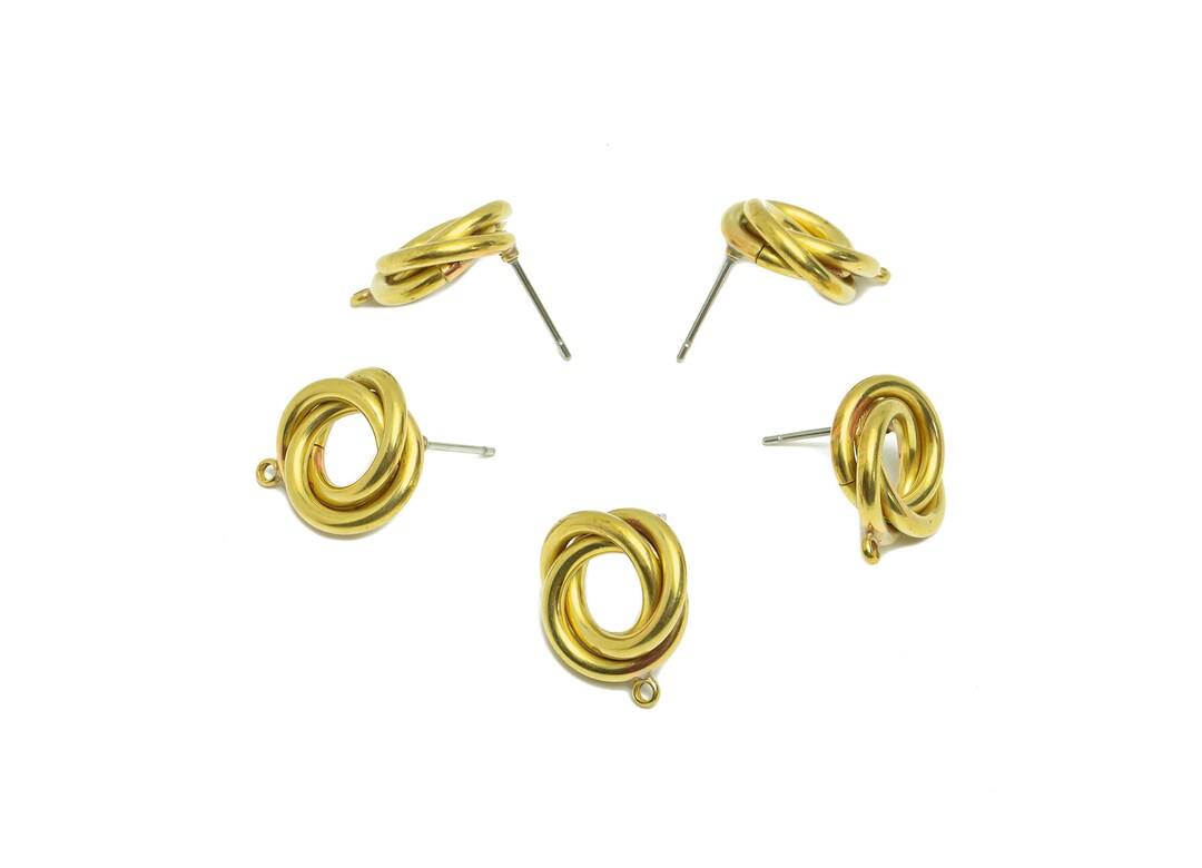 Brass Round Earring Post - Brass Twisted Round Earring With Loop ...
