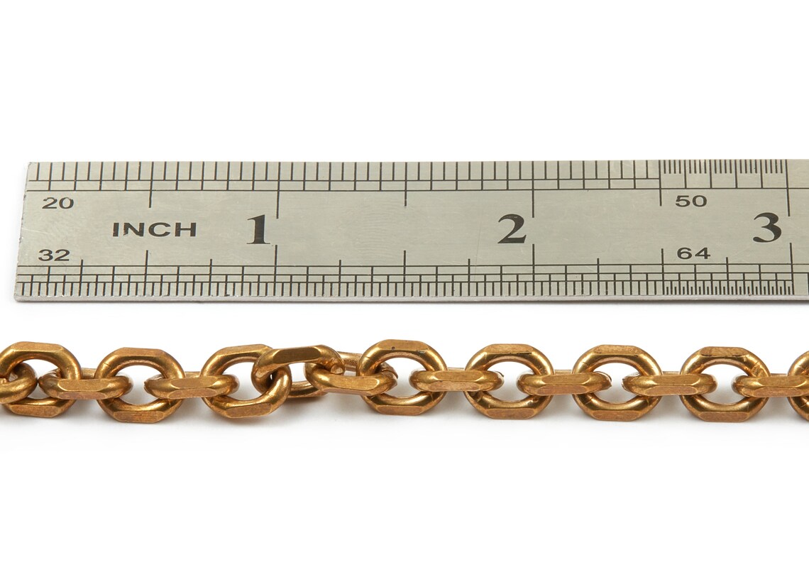 Flat Cable Chain Raw Brass Open Link Faceted Cable Chain - Etsy