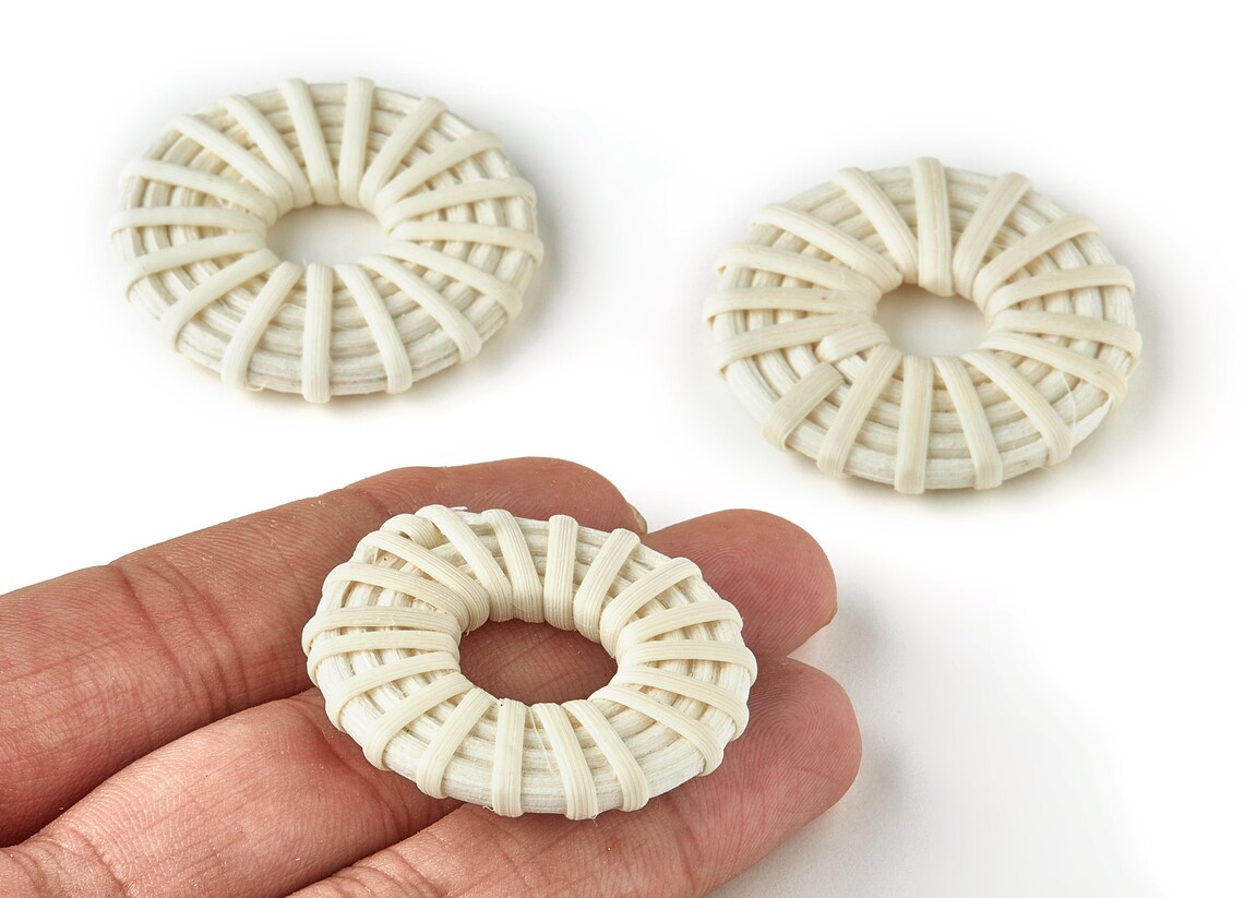 Handwoven Rattan Circle Charms - Circle Rattan Earrings and Pendant ...