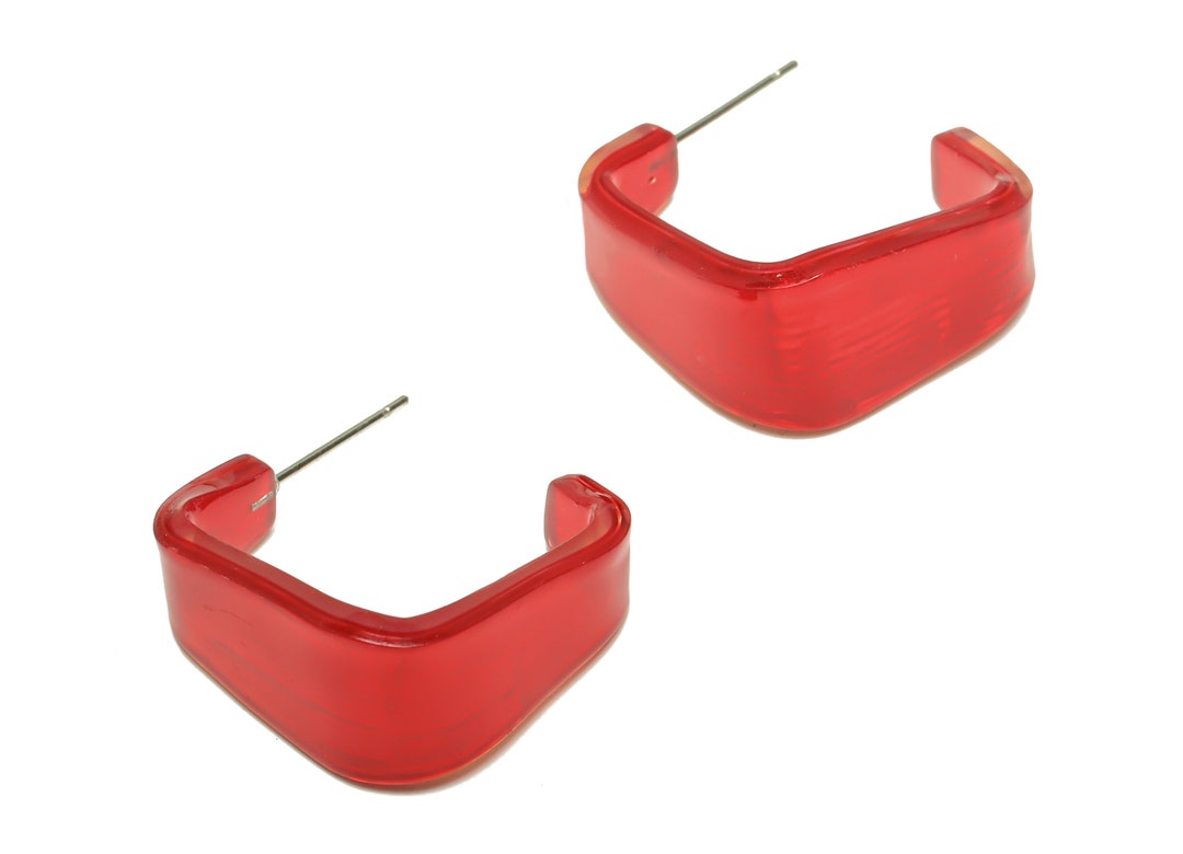PVC Hoop Earrings Stud - PVC Wide Hoop Earring - Open Hoop Square ...