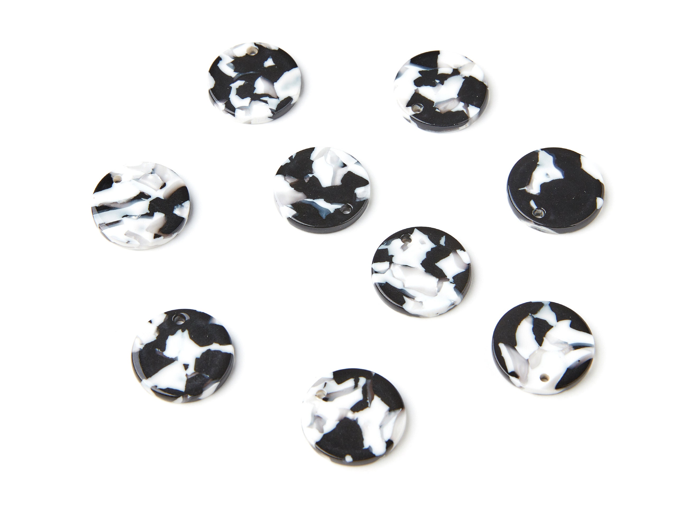 Acrylic Round Earring Charms - Circle Pendant - Pearl Mosaic Charm ...
