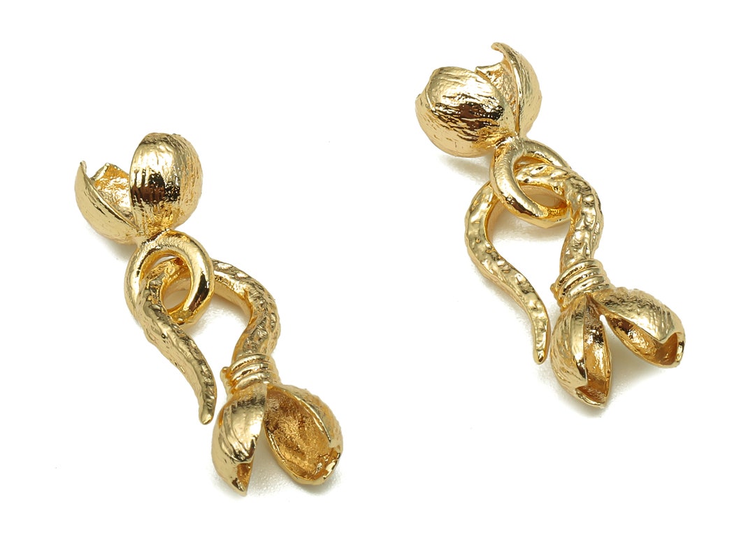 Brass Flower Hook Bracelet Clasp - Gold Flower Hook Clasp - Brass Hook ...