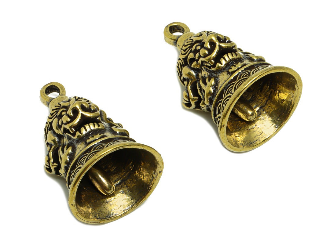 Brass Bell Charm - Raw Brass Dragon Bell Earring Charms - Dragon Bell ...