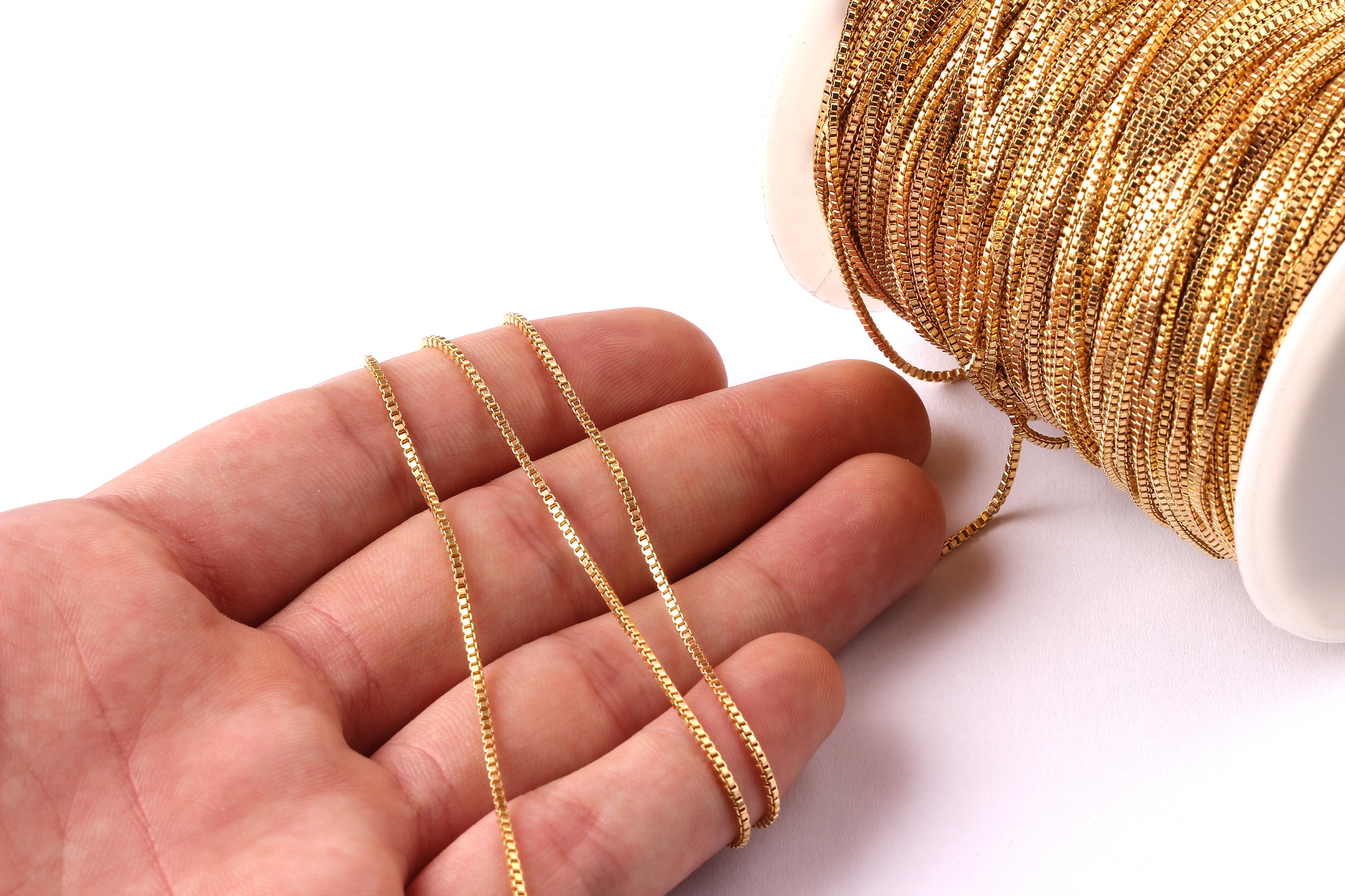 Cube Box Chain Link Square Chain Raw Brass Chain Tiny - Etsy