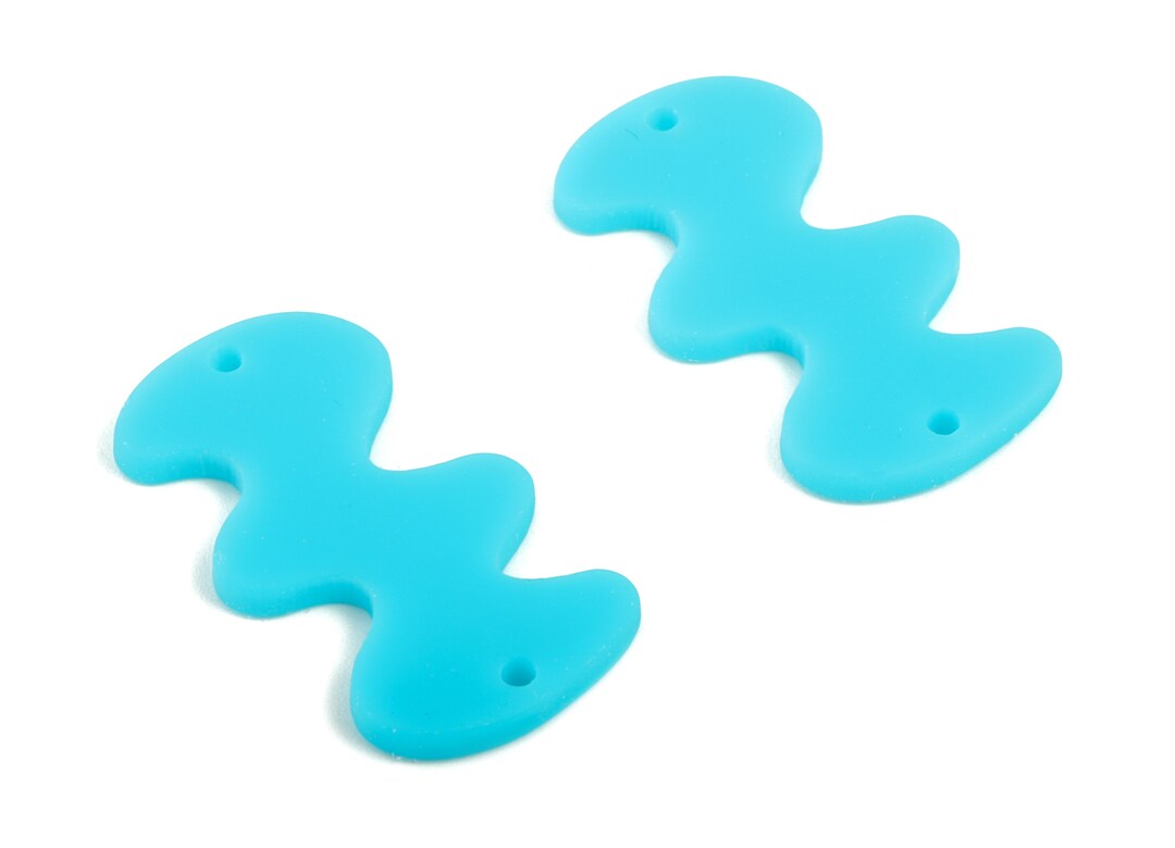 Acrylic Waves Earring Connector - Blue Waves Earring Charms - 2 Holes ...