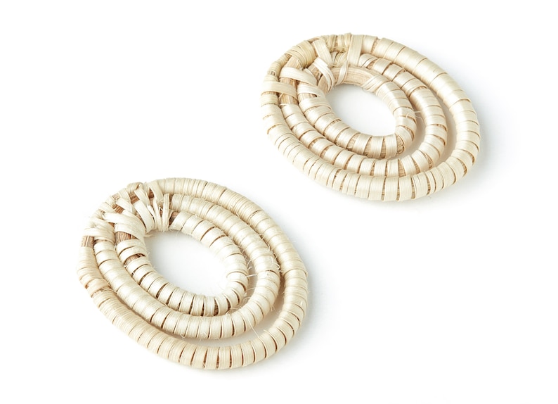 Handwoven Rattan Earrings Oval Shaped Rope Pendants Wooden | Etsy