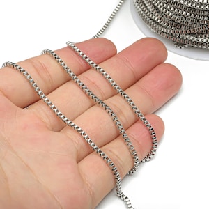 Steel Box Chain 304 Stainless Steel Box Chain Silver Tone Open Link Box ...