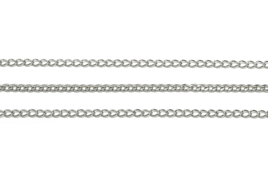 Steel Cube Chain - 304 Stainless Steel Curb Chain - Silver Tone Open ...
