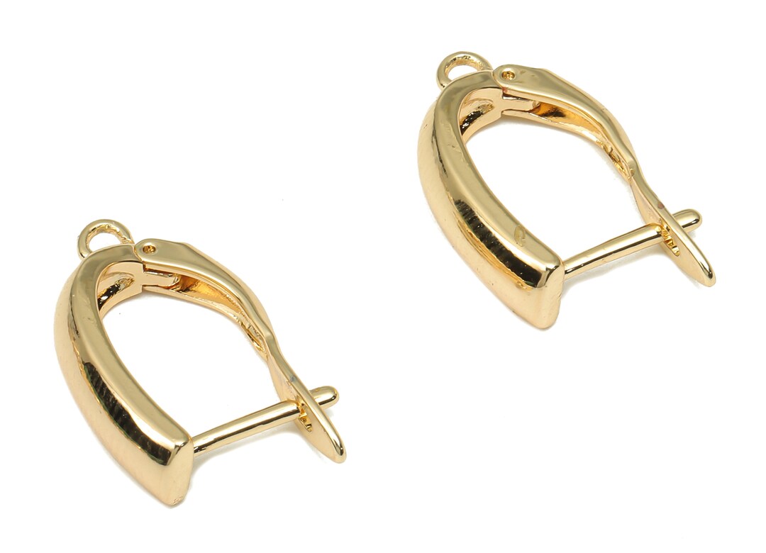 Brass Earring Clasp - Gold Plated Stud With Loop - 18K Real Gold Plated ...