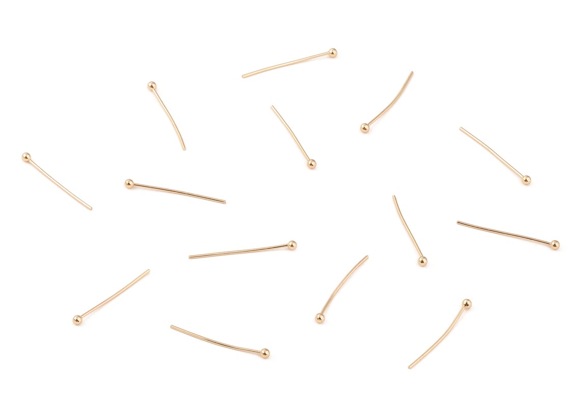 Brass Ball Earring Pin - Brass Ball Earring Post - 18K Real Gold Plated ...