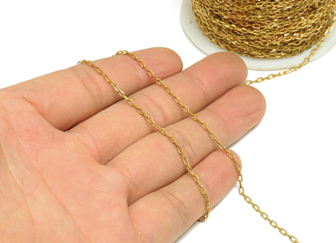 3.4mm Faceted Cable Chain - 0.26 Cable Chain- Raw Brass Faceted Cable ...