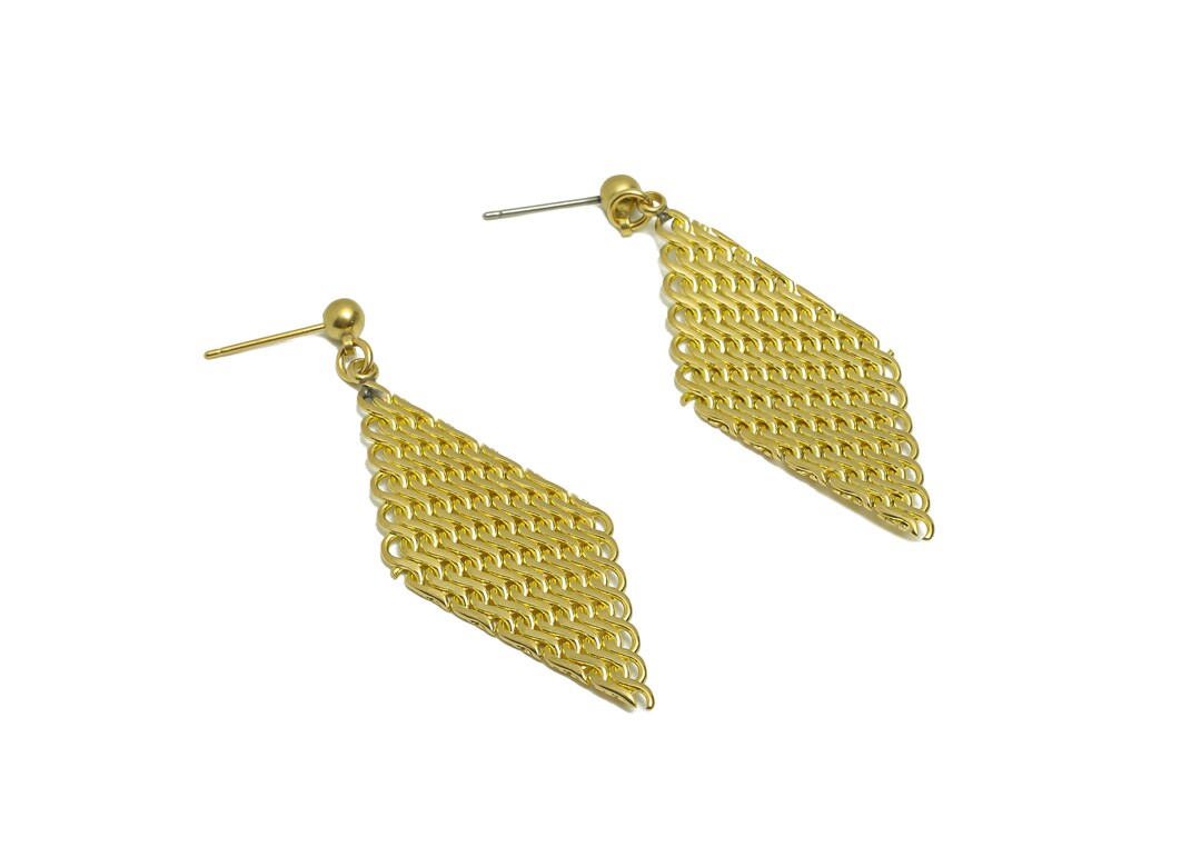 Brass Mesh Earring Post - Brass Diamond Mesh Earring Stud - Weave Mesh ...