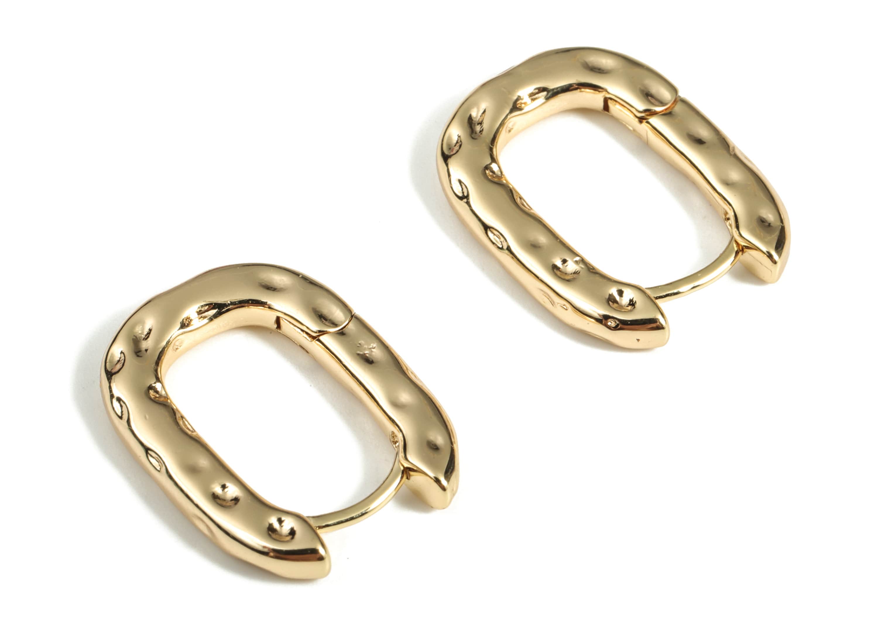 Pendientes de aro cuadrado de latón 18k Real Gold Plated | Etsy