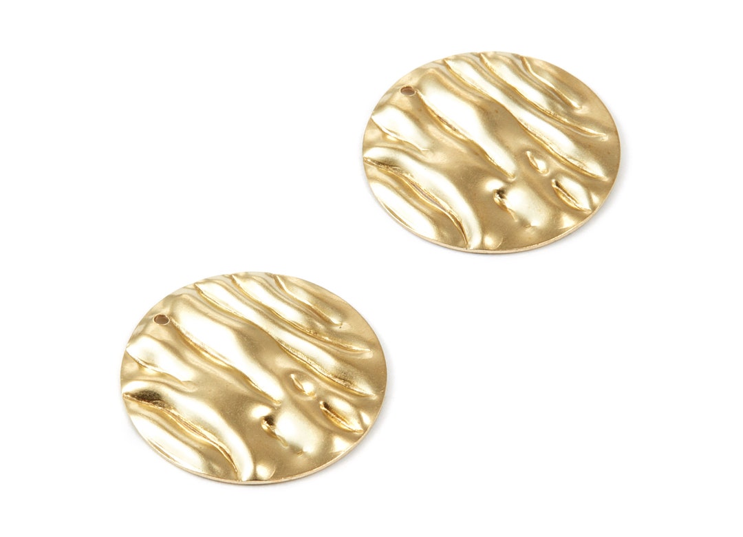 Brass Wavy Disc Charms - Wavy Disc Raw Brass Pendants - Earring ...