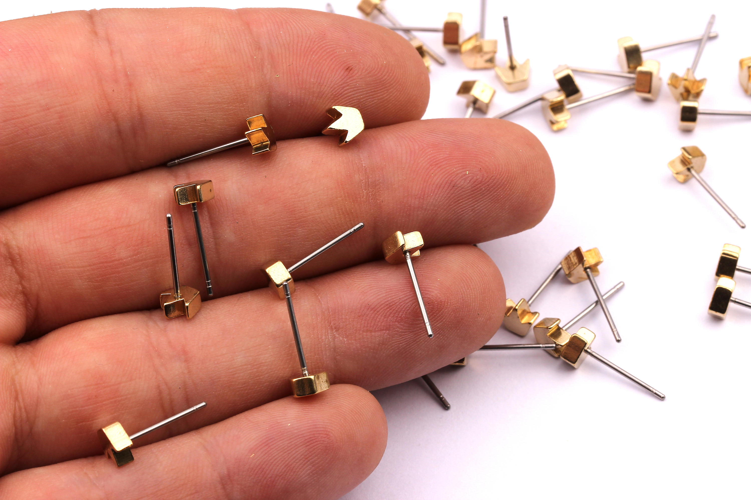 Crown Stud Raw Brass Crown Pad Stainless Steel Earring - Etsy