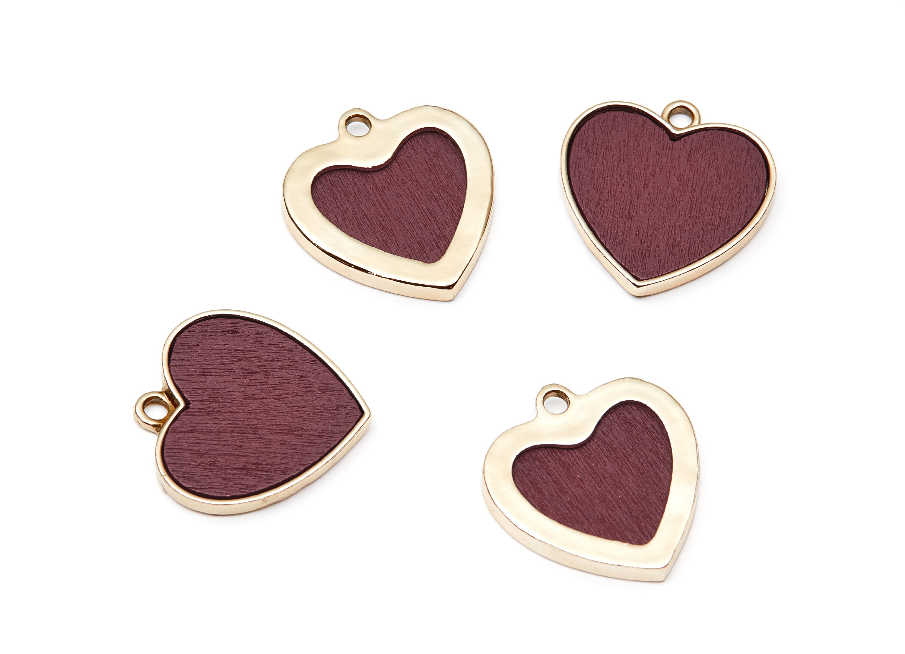 Heart Shaped Charms- Zinc Alloy Earring Findings - Gold Tone Connector ...