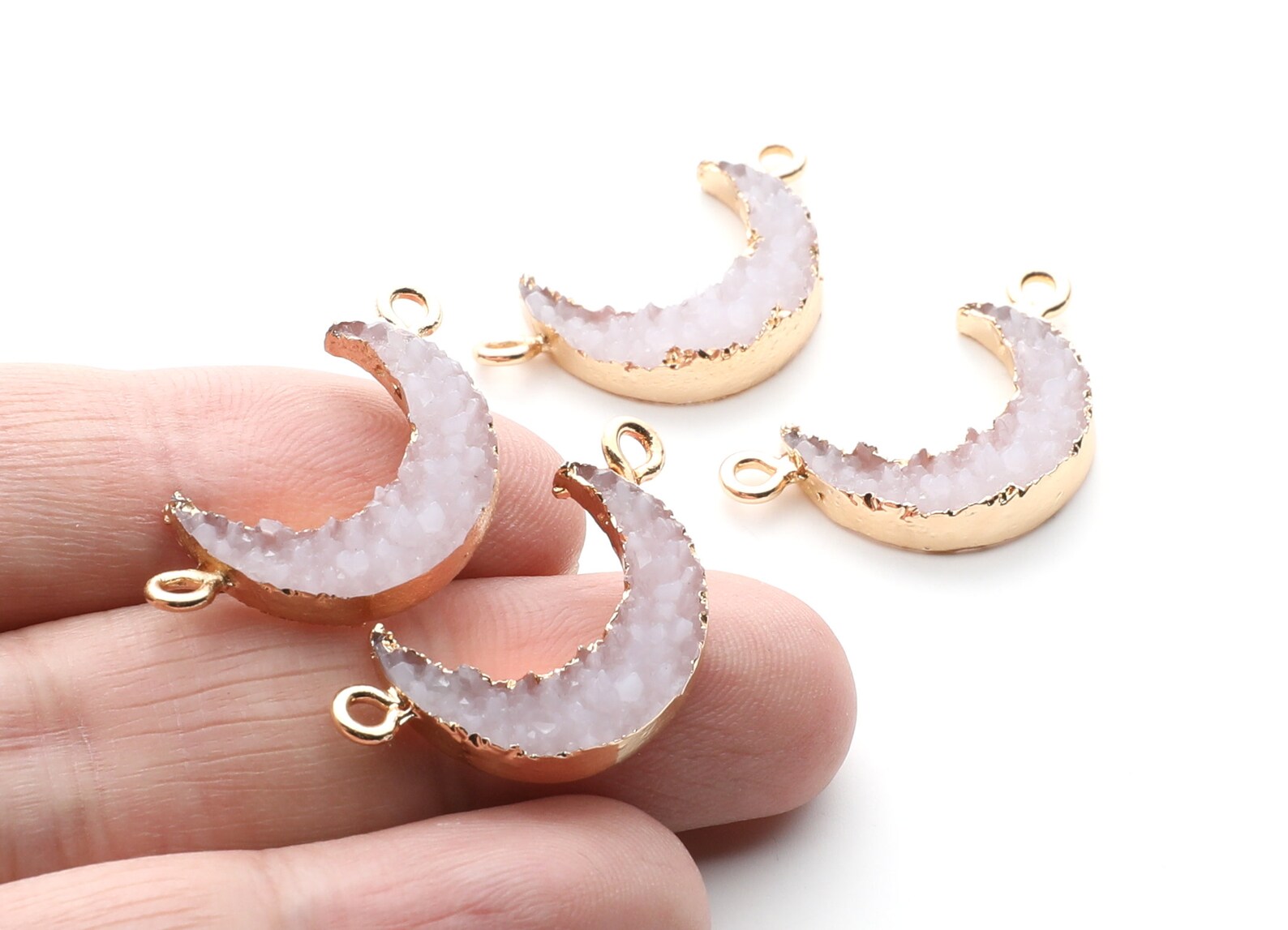 Druzy Bracelet and Necklace Charms White Resin Copper - Etsy