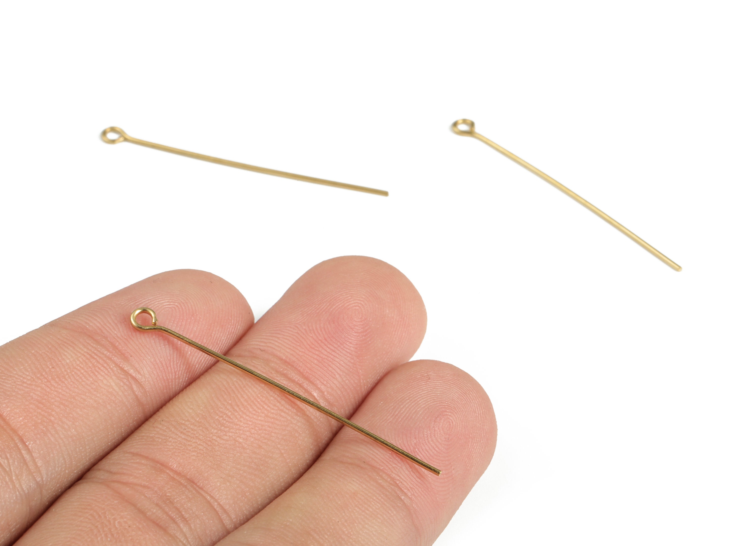 Brass Eye Pins Raw Brass Wire With Loop Shiny Brass Eye | Etsy