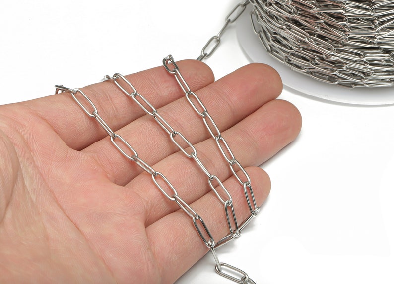 Steel Paper Clip Chain - 304 Stainless Steel Cable Chain - Hammered ...