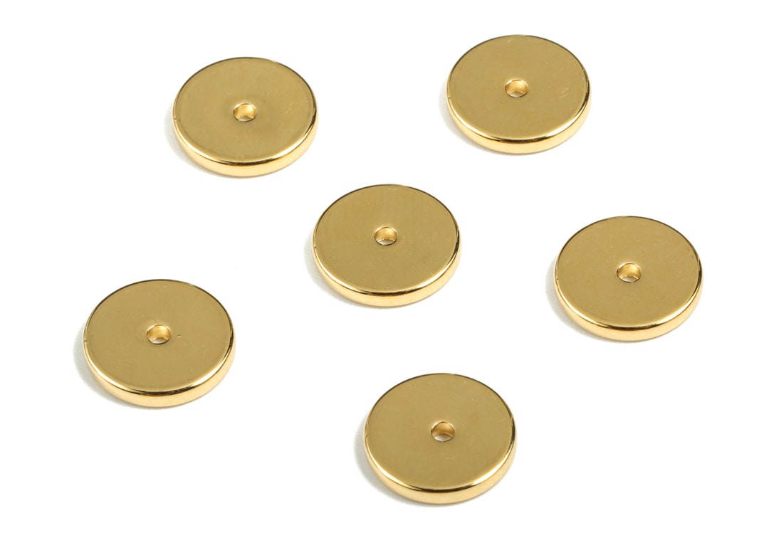 Gold Brass Flat Disc 10mm Beads Spacers - Heishi Rondelle Spacers Beads ...